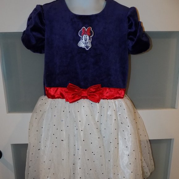 Disney | Dresses | Disney Minnie Mouse Velour Dress Wglitter Tulle Size ...